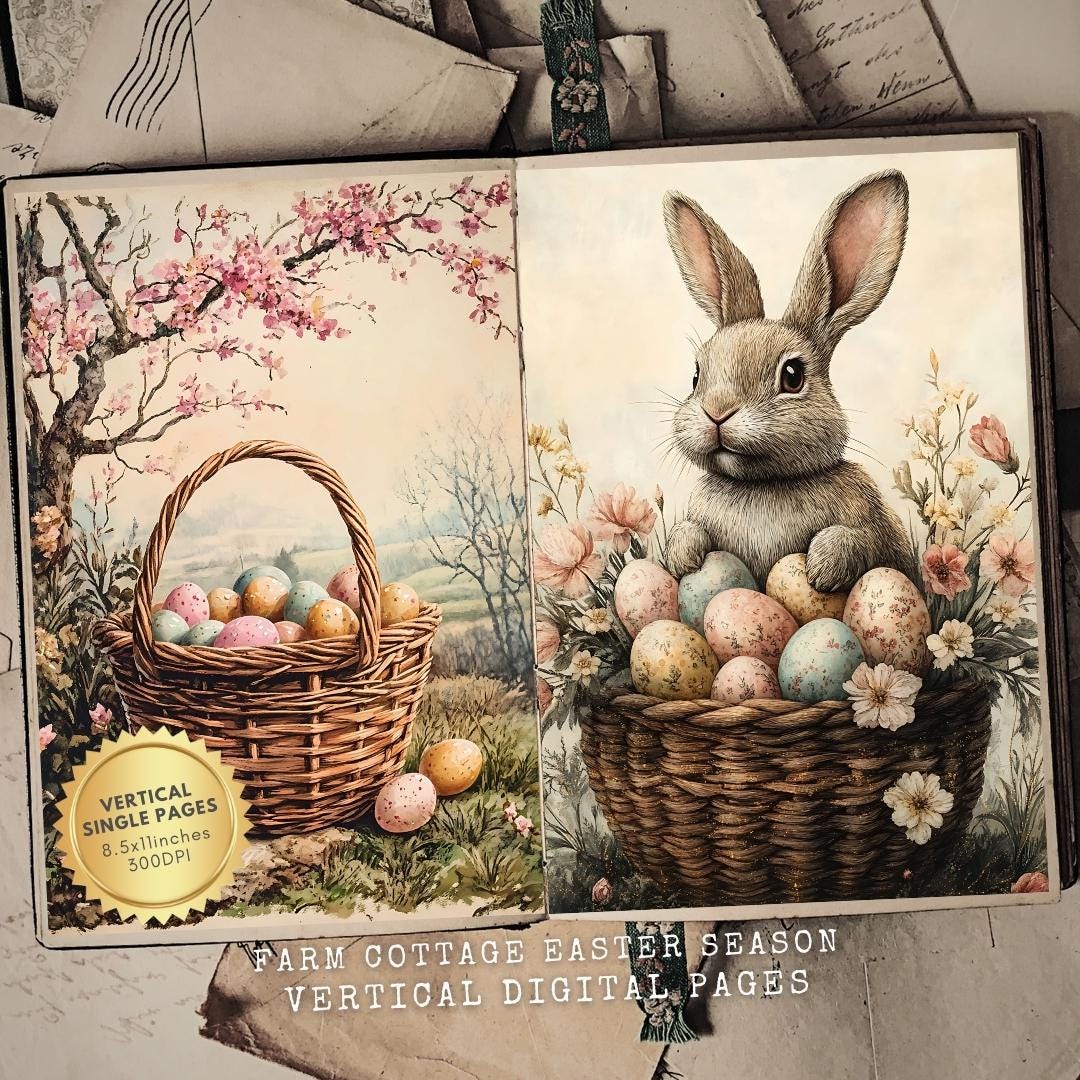 Vintage Easter Junk Journal Pages: Floral Collage Set (digital Download ...