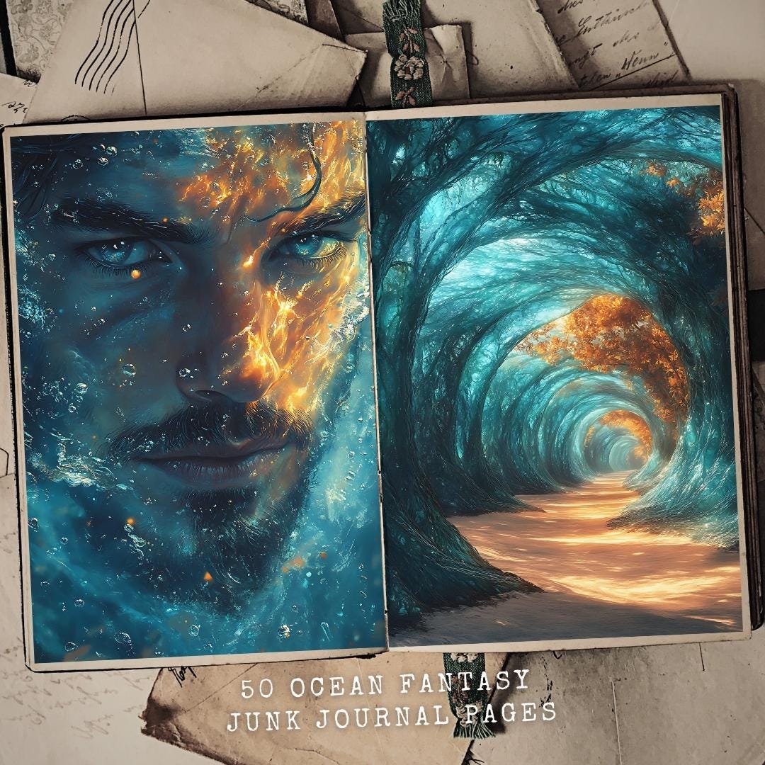 50 Ocean Fantasy Junk Journal Digital Paper, Underwater Scenes for ...