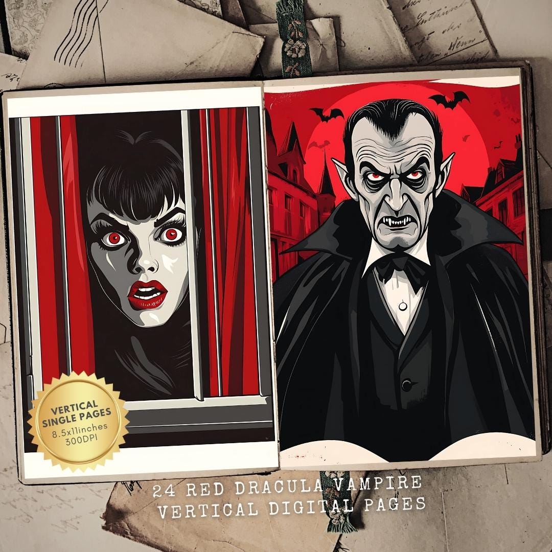 Printable Junk Journal Vampire Papers, Halloween Digital Kit, Gothic ...