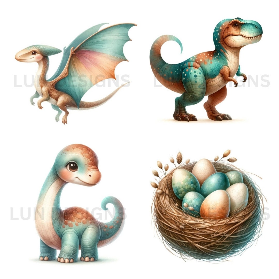 Watercolor Dinosaur Clipart Bundle: Nursery Decor (digital Download) - Etsy