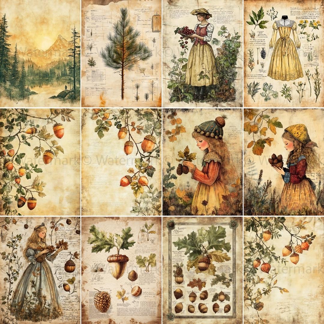 54 Forest Journal pages, junk journal kit, Basic Papers, Printable ...