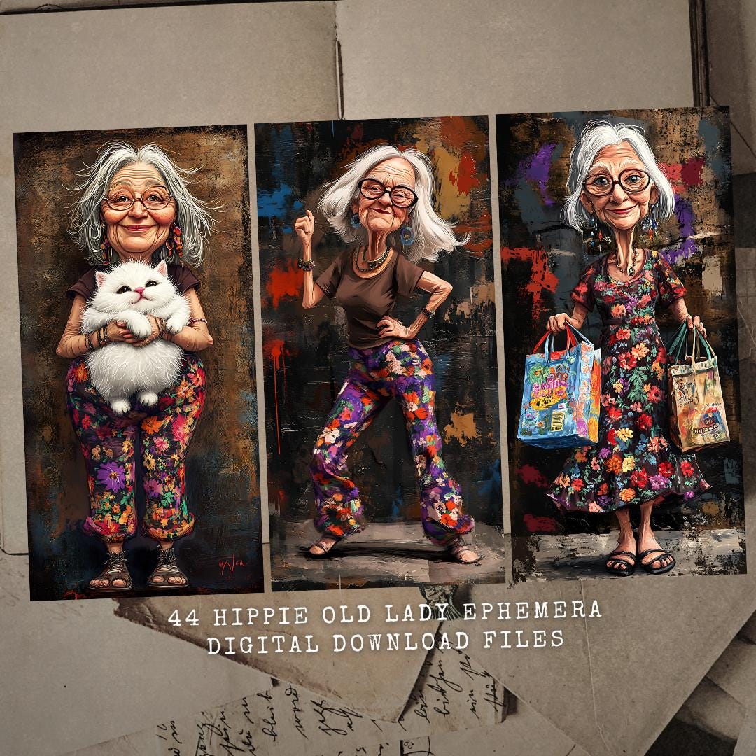 Funny Old Lady Junk Journal Pages: Vintage Caricature Art (printable ...