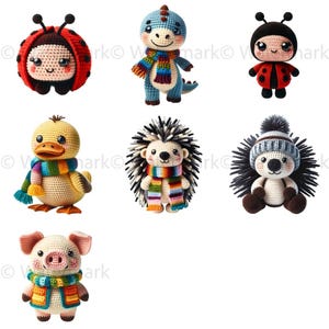 24 Crochet Animals Clipart, Crochet Amigurumi PNG Clipart , Knitted ...