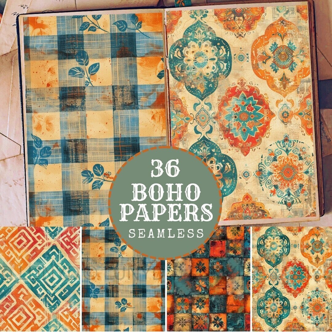 36 Boho Seamless Papers, Seamless Pattern, Digital Download, Boho ...