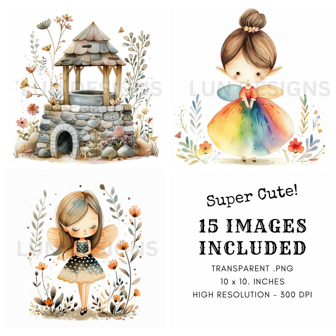 15 Fairy Garden Clipart Bundle, cute Fairy Clipart, Digital Download ...