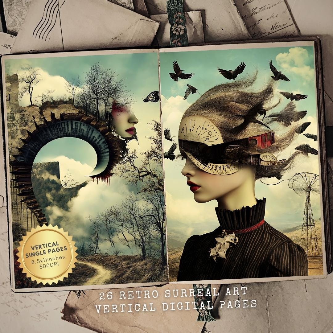 Retro Surreal Junk Journal Pages: Vintage Collage Ephemera, Printable ...