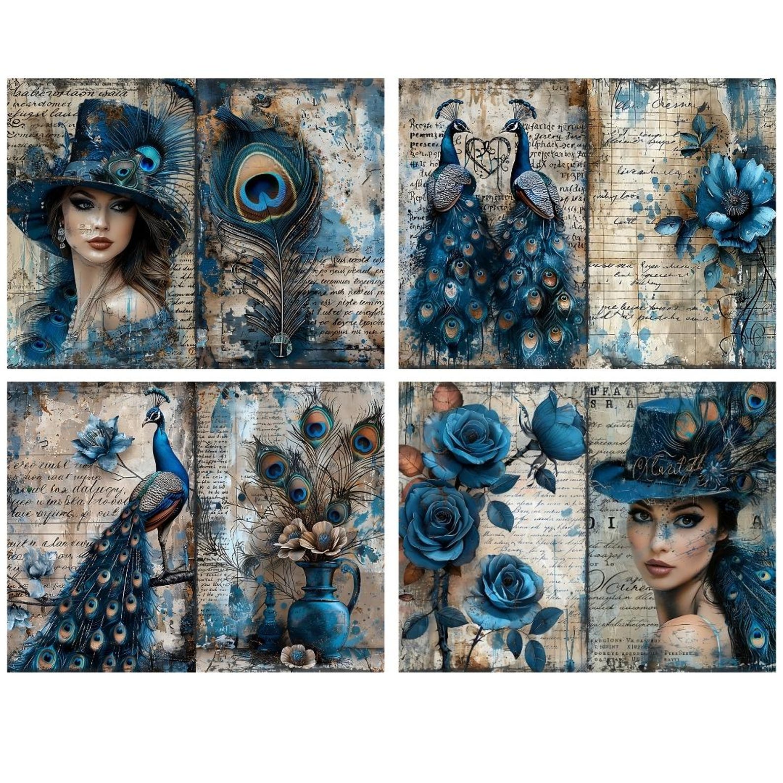 Peacock Ephemera: Watercolor Junk Journal Pages (digital Download) - Etsy