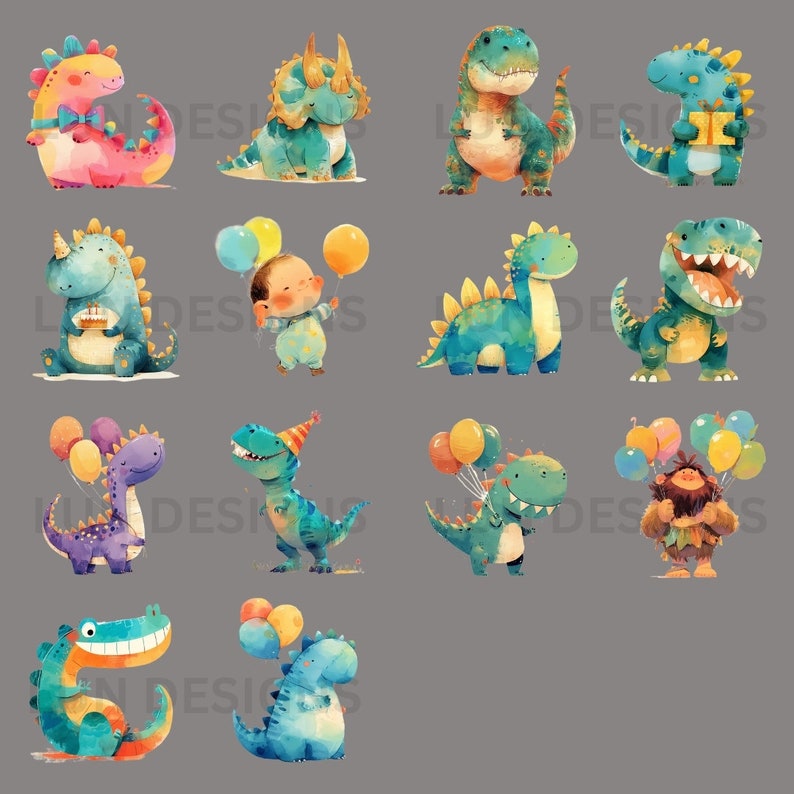 30 Watercolor Dinosaurs Clipart Bundle,watercolor Clipart, Digital ...