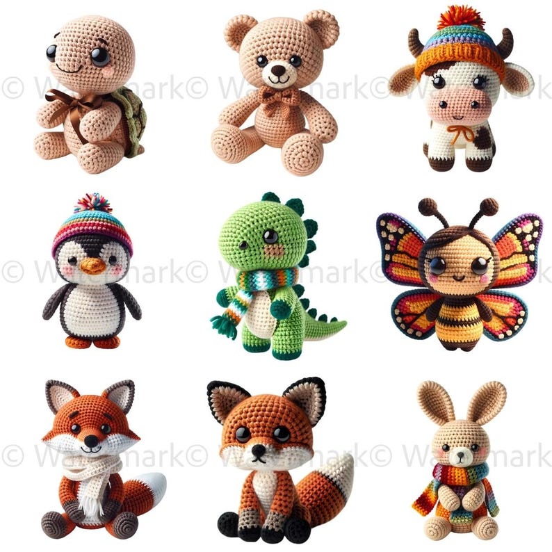 24 Crochet Animals Clipart, Crochet Amigurumi PNG Clipart , Knitted ...
