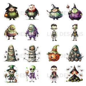 50 Monsters Halloween Cliparts, cute Halloween, Digital Download ...
