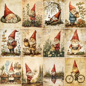 Gnome Junk Journal: Printable Ephemera, Scrapbook Pages (digital ...