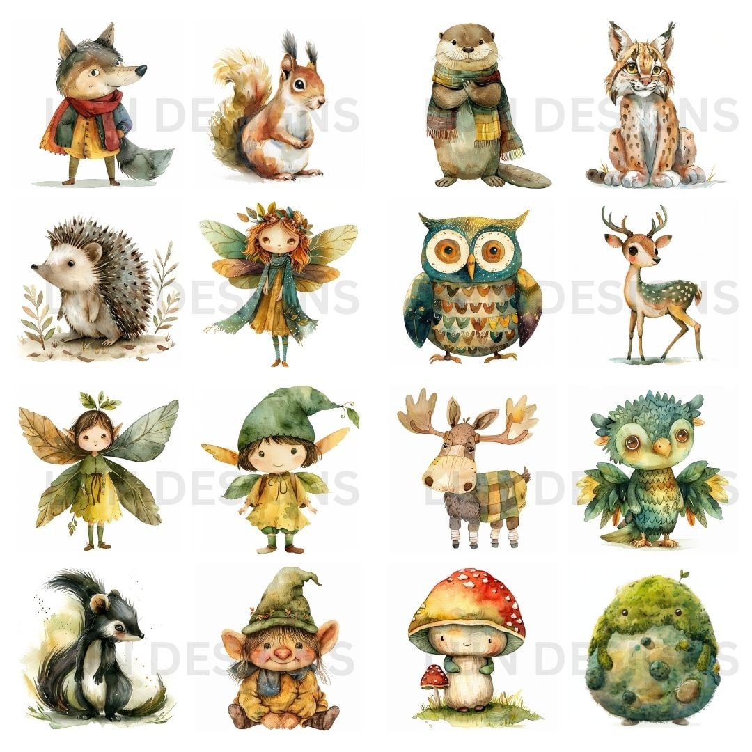 30 Woodland Fairy Taleclipart Bundle,woodland Nursery, Digital Download ...