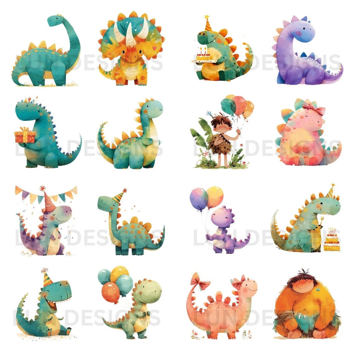 30 Watercolor Dinosaurs Clipart Bundle,watercolor Clipart, Digital ...