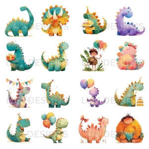 30 Watercolor Dinosaurs Clipart Bundle, watercolor Clipart, Digital ...