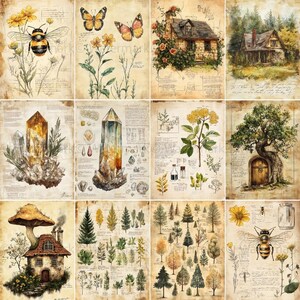 54 Forest Journal pages, junk journal kit, Basic Papers, Printable ...