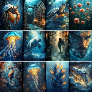 50 Ocean Fantasy Junk Journal Digital Paper, Underwater Scenes for ...