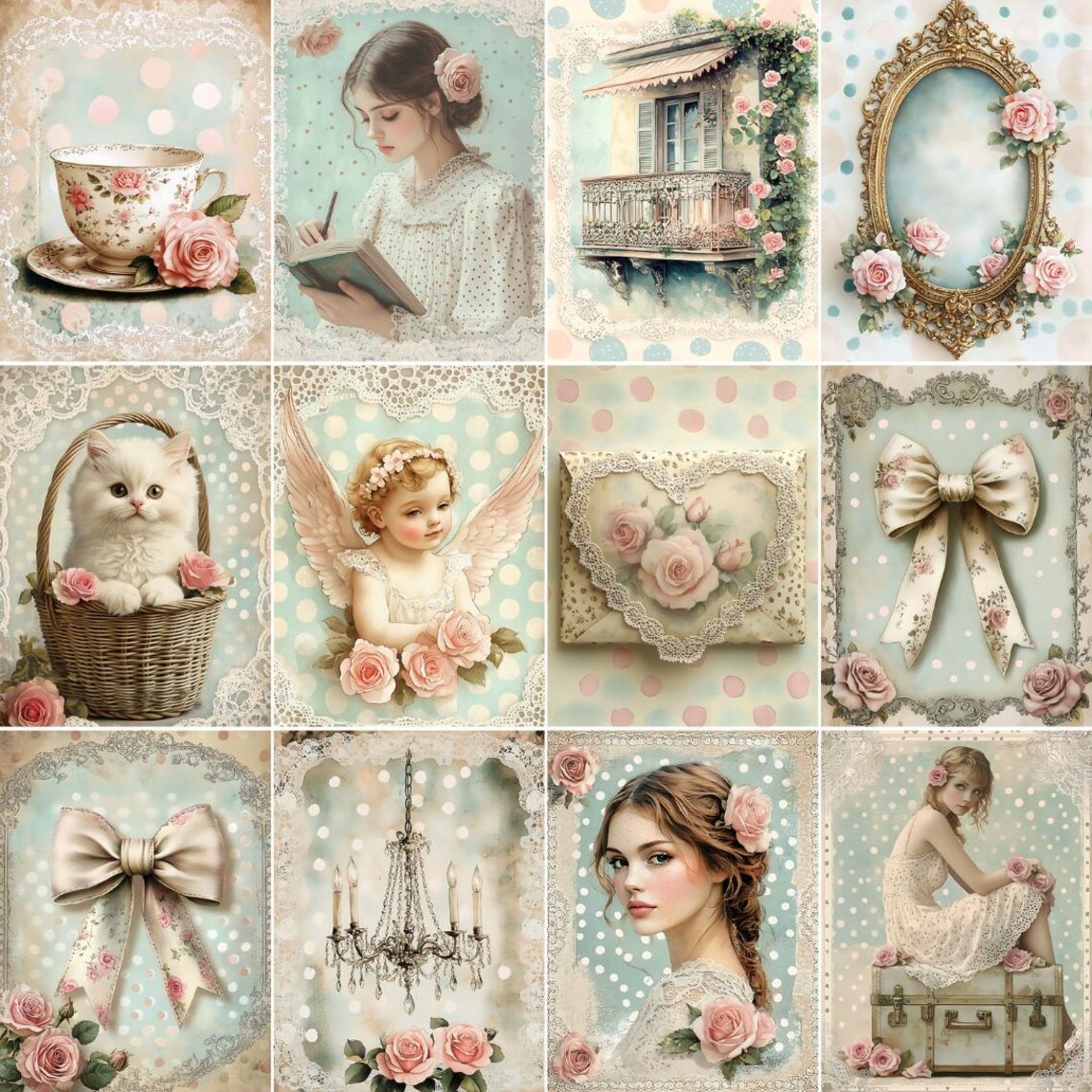 Floral Coquette Junk Journal Kit: Pink Lavender Printable Ephemera With ...