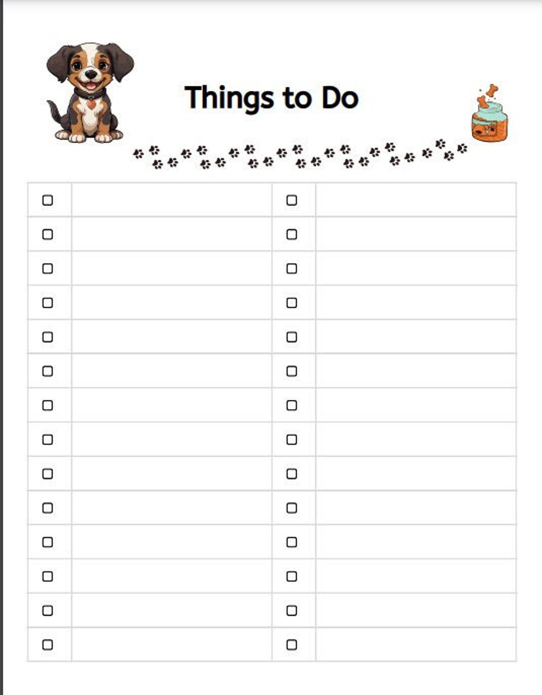 Dog to Do List Digital Template - Etsy