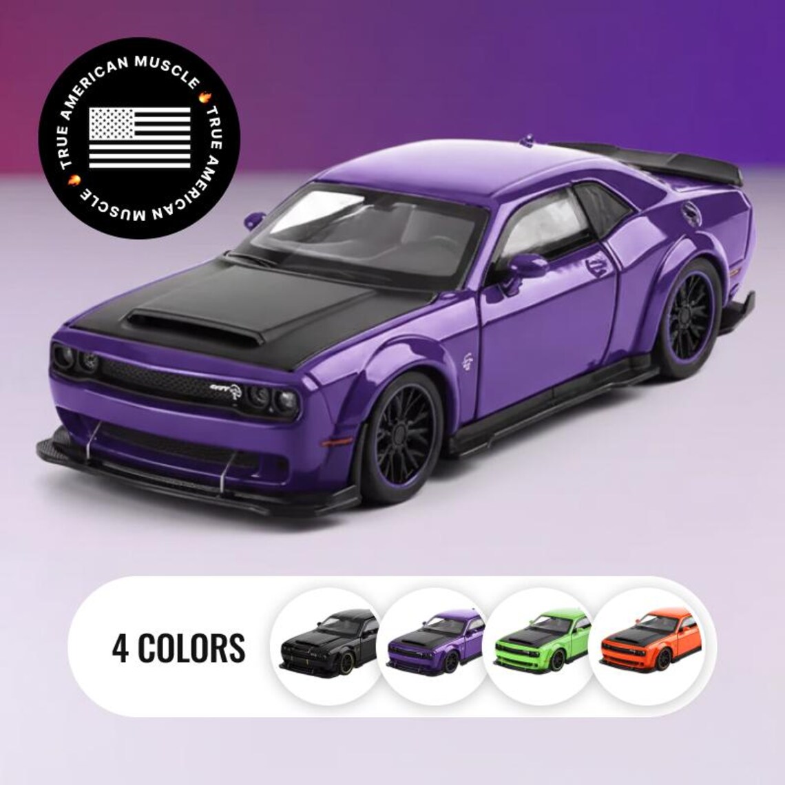 1/32 Scale Challenger SRT Hellcat Diecast Model With Headlight Without ...