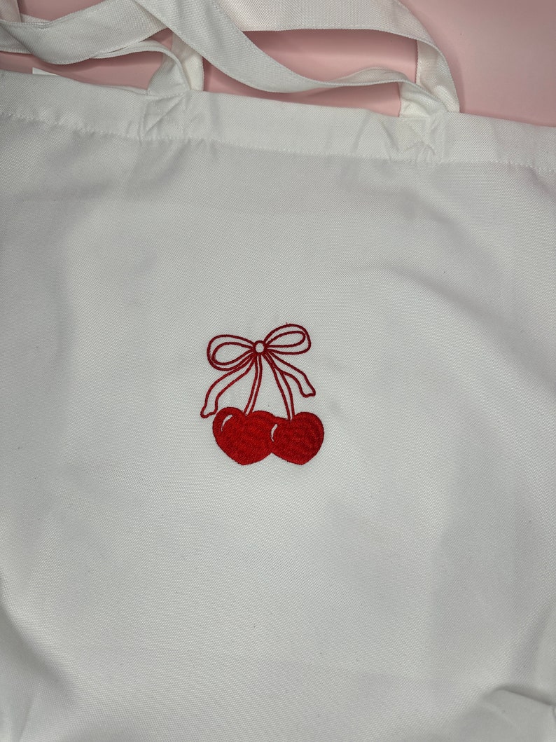 Heart Cherries With Bow Tote Bag - Etsy