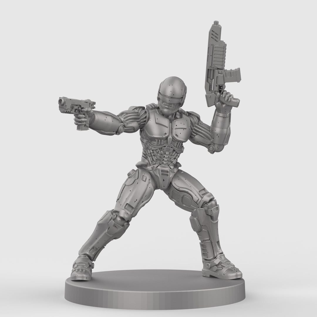 Tabletop Minis | Cop Robo Miniature: Futuristic Robot Police Figurine ...