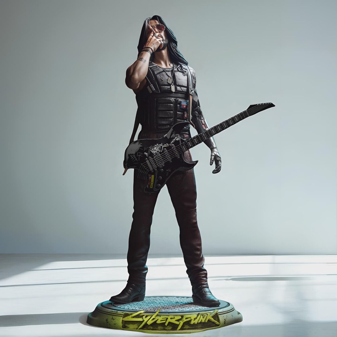 Johnny Figurine Statue: Cyberpunk Rocker With Guitar | Various Sizes ...