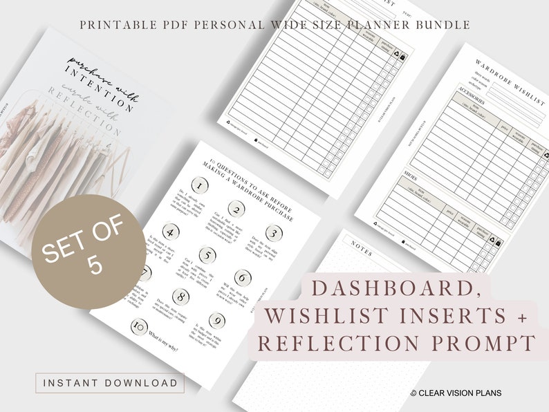 Personal Wide PRINTABLE Wardrobe Wishlist Purchase Tracker Insert ...