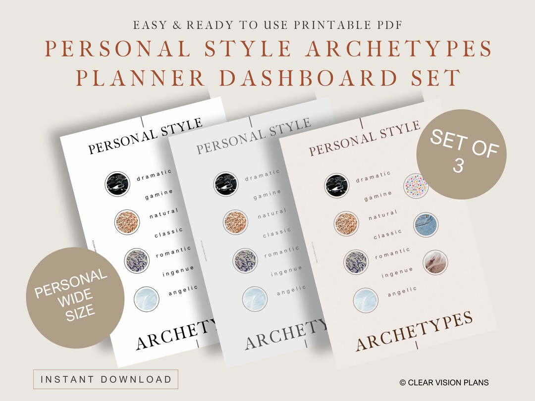 Personal Wide PRINTABLE Personal Style Archetype Digital Dashboard ...