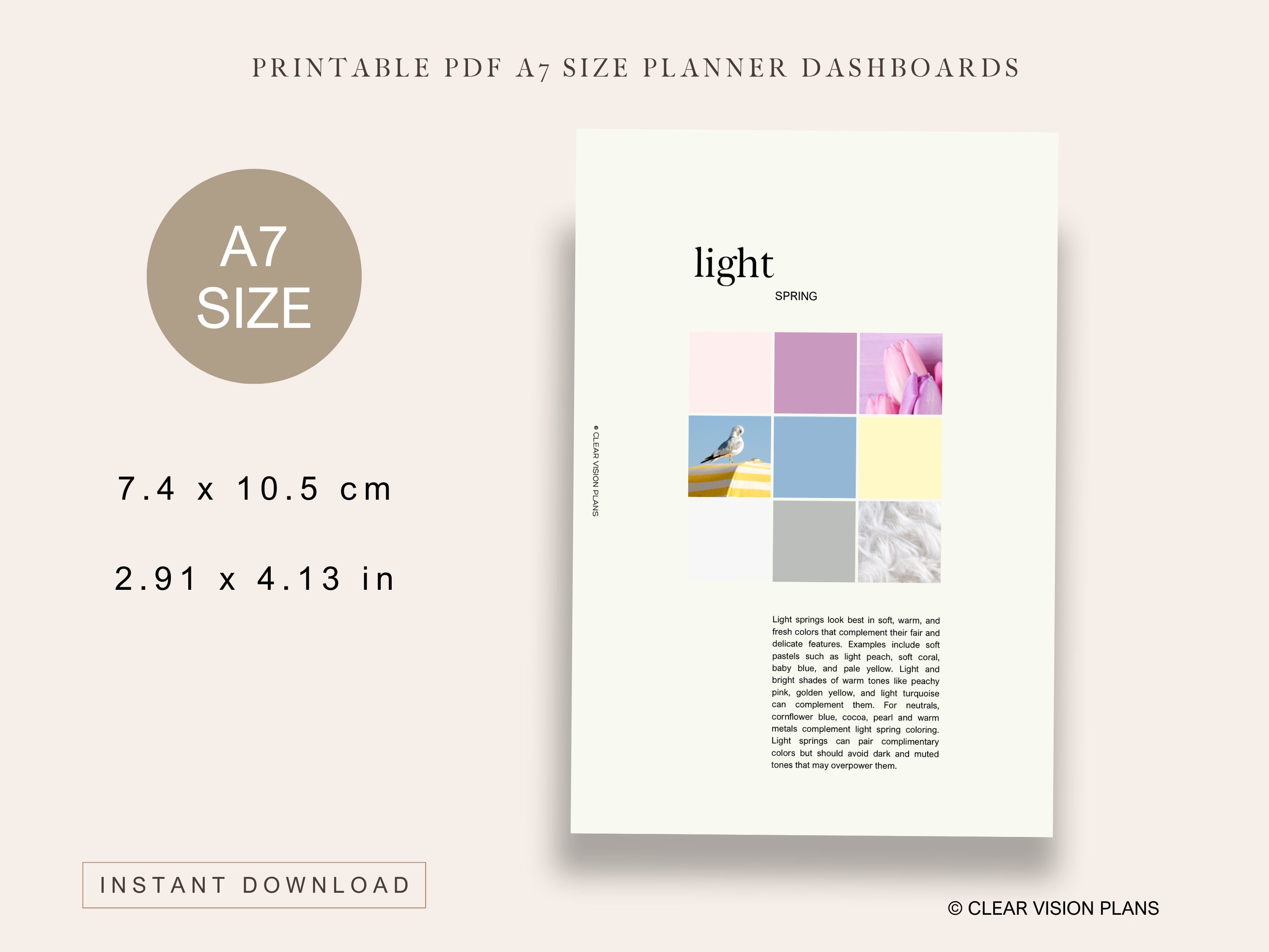 A7 Pocket Planner PRINTABLE Spring Season Color Analysis Digital A7 ...