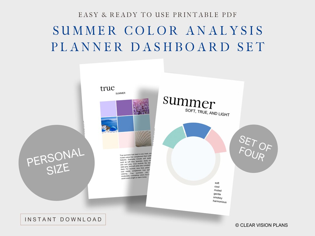 Personal PRINTABLE Summer Season Color Analysis Dashboard Insert ...
