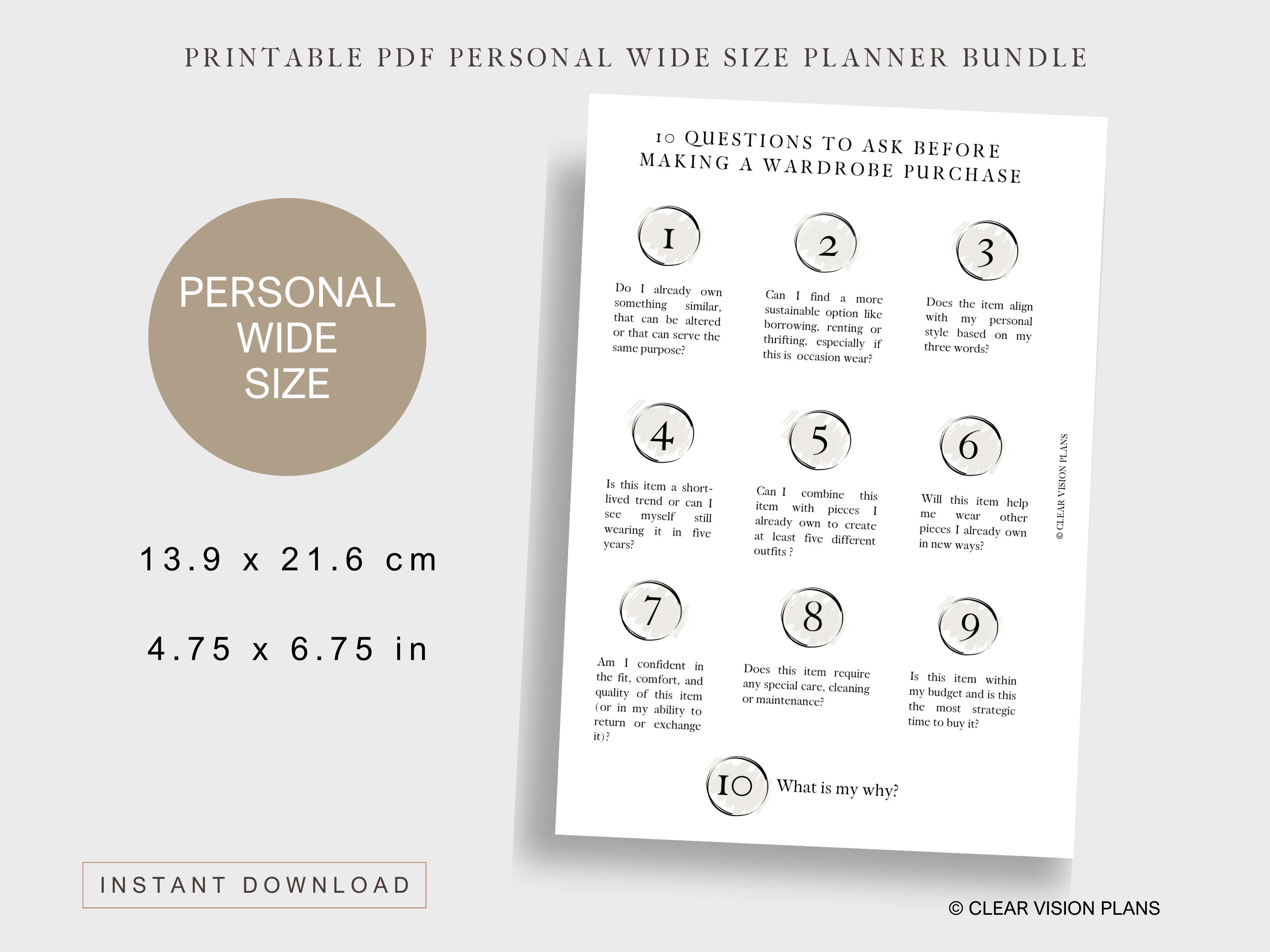 Personal Wide PRINTABLE Wardrobe Wishlist Purchase Tracker Insert ...
