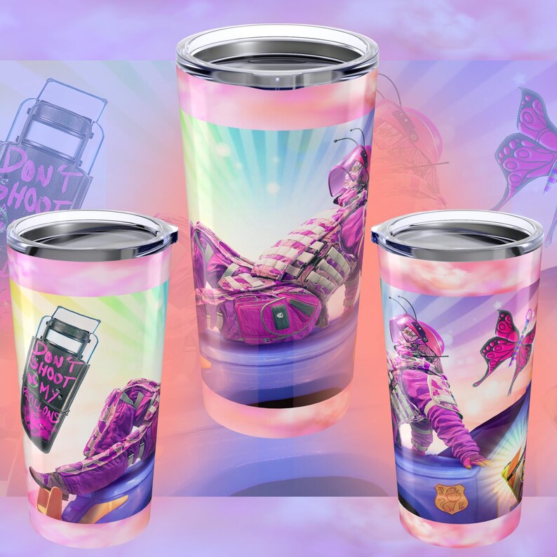 Rainbow Six Siege 20oz Tumbler - Montagne Pink Armor Design - Stainless ...