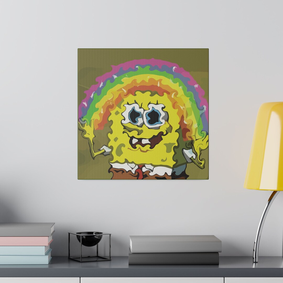 Trippy Spongebob Rainbow Happy Matte Canvas, Stretched, 0.75 - Etsy