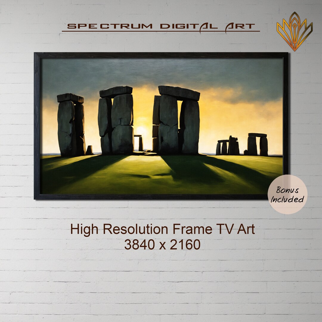 Stonehenge Oil Painting - Sunset Landscape Art, Historical Landmark ...