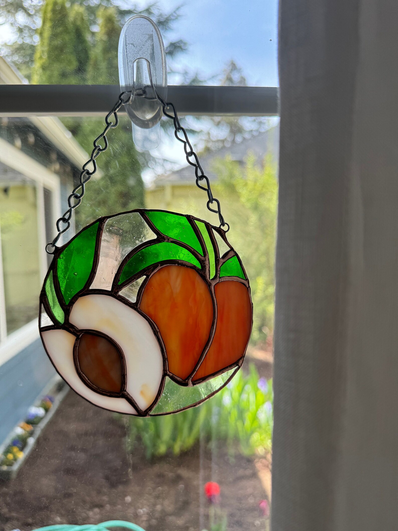 Stained Glass Peaches, Peach Window Hanging, Fruit Suncatcher - Etsy