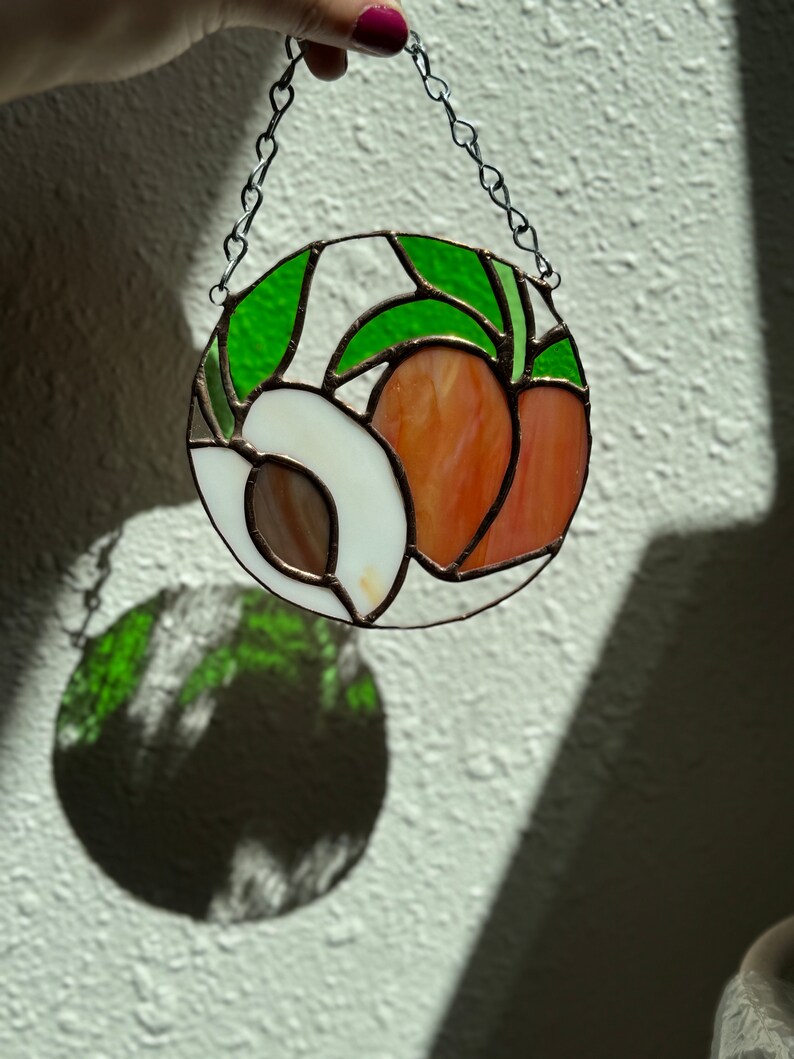 Stained Glass Peaches, Peach Window Hanging, Fruit Suncatcher - Etsy