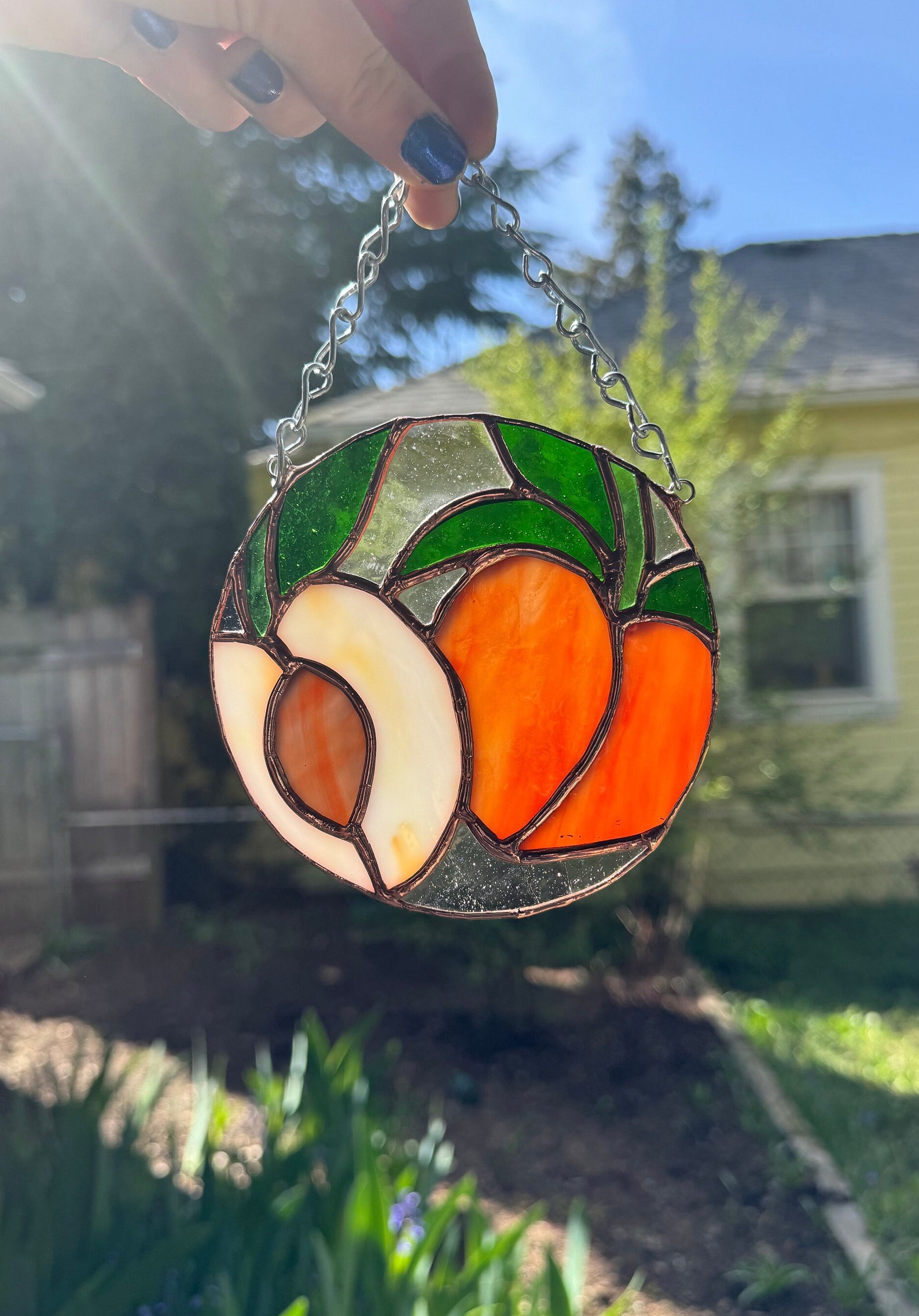 Stained Glass Peaches, Peach Window Hanging, Fruit Suncatcher - Etsy