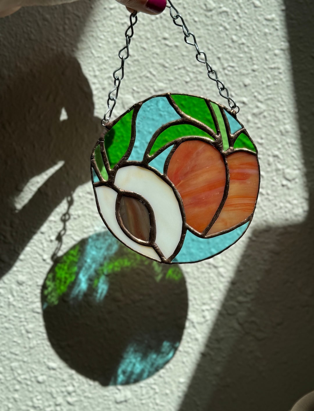 Stained Glass Peaches, Peach Window Hanging, Fruit Suncatcher - Etsy