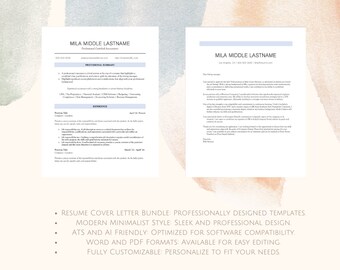 Cover Letter & Resume' Combo Template 2 Pages - Etsy