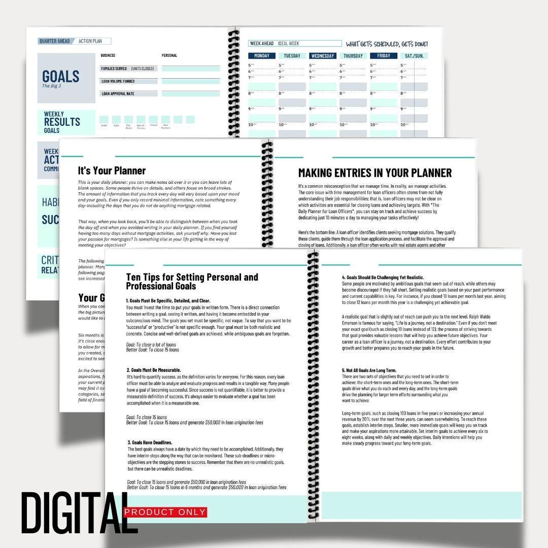 Loan Officer Planner: Goal Setting & Success Tracker (editable Canva ...