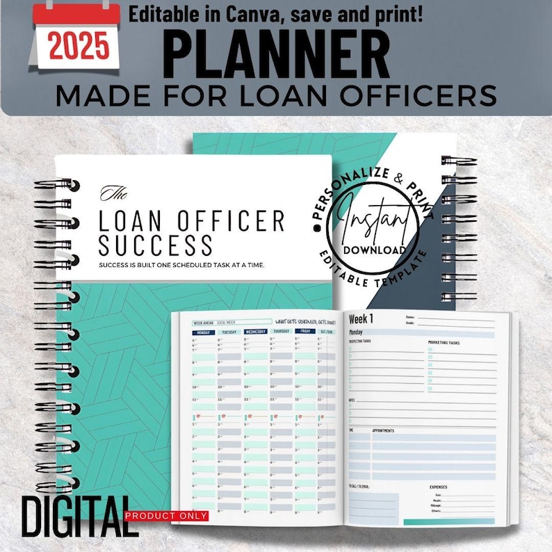 Loan Officer Planner: Goal Setting & Success Tracker (editable Canva ...