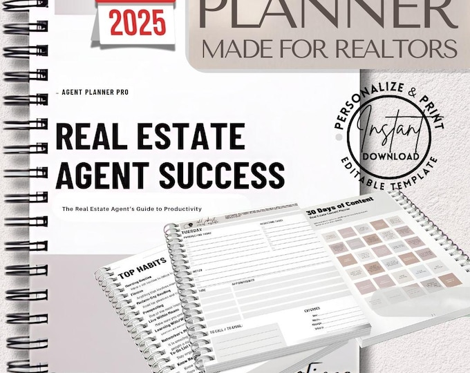 Real Estate Agent Planner | Broker Editable Canva | Undated Planner ...