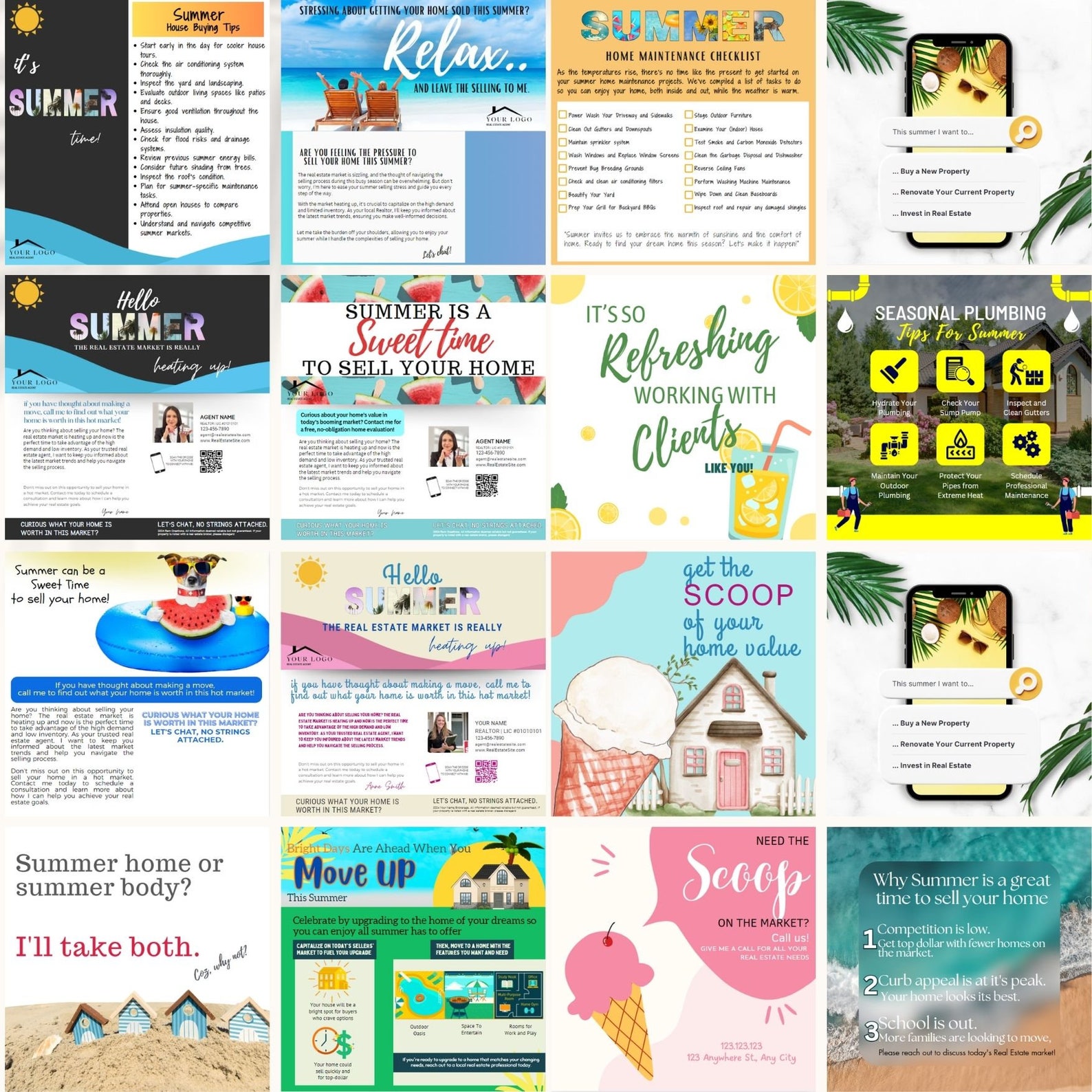 Summer Real Estate Instagram Posts: Canva Social Media Templates - Etsy