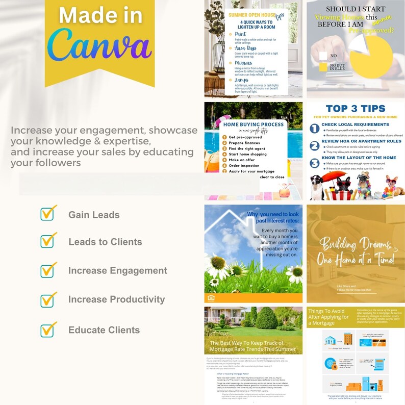 Summer Real Estate Instagram Posts: Canva Social Media Templates - Etsy