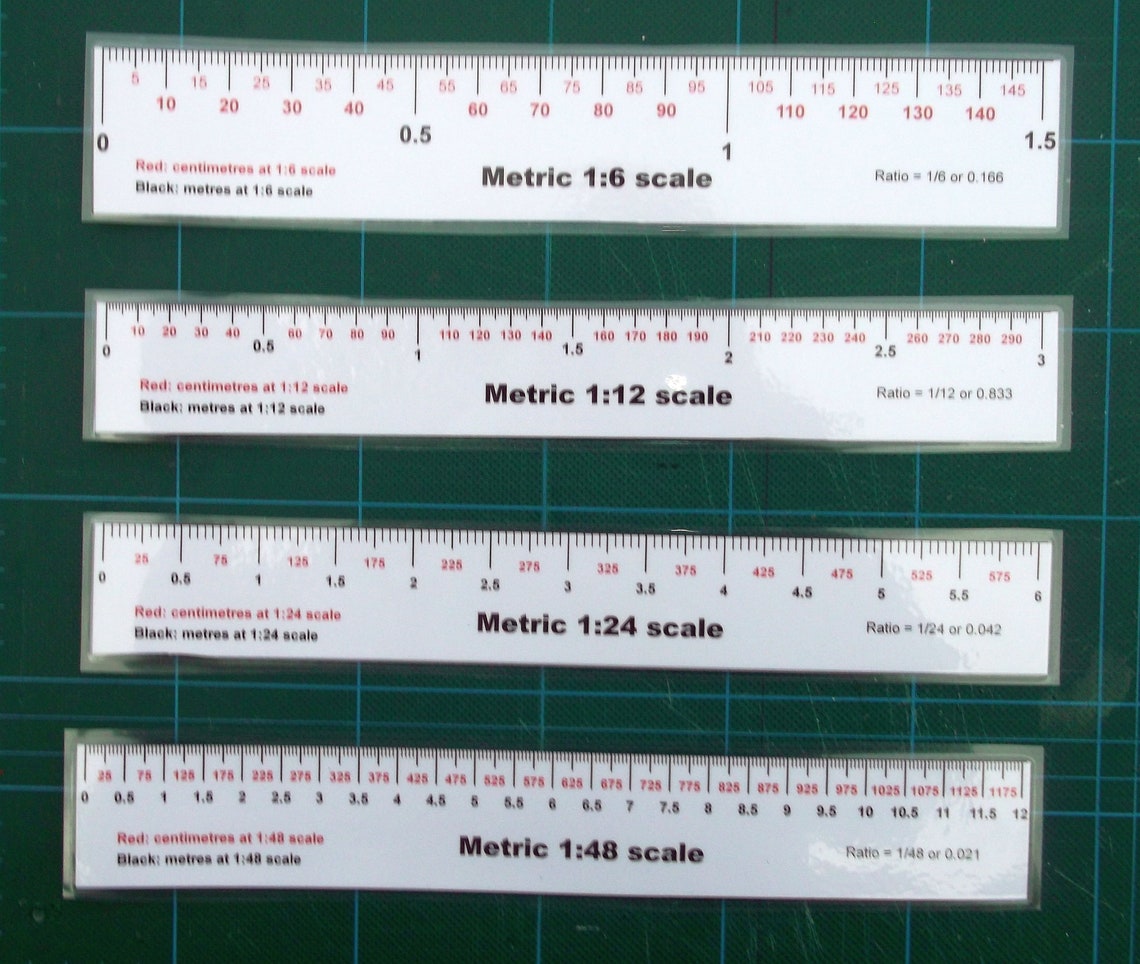 6ths Scale Rulers, Printable - METRIC (1/6, 1/12, 1/24 and 1/48) - Etsy
