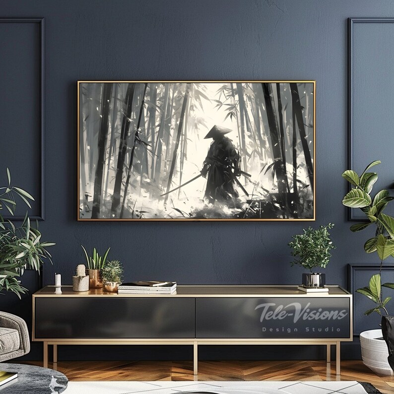 Samsung Frame TV Digital Download Majestic Samurai Ink - Etsy