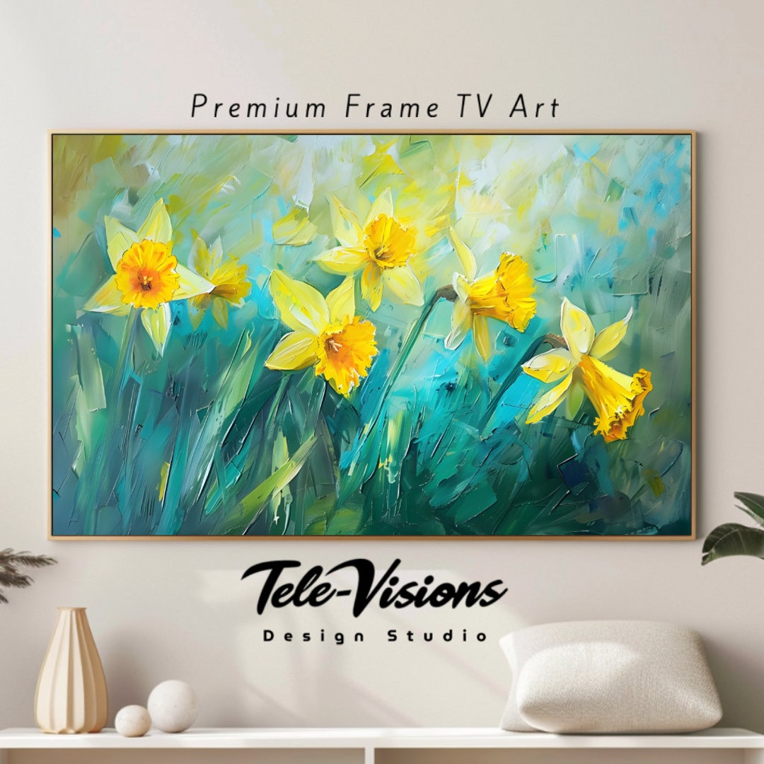 Samsung Frame TV Art spring Awakening Bright Daffodils Painting for ...