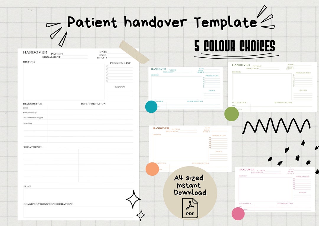 Hospital Patient Handover Template, Veterinary/nurse, Hospital Rounds ...