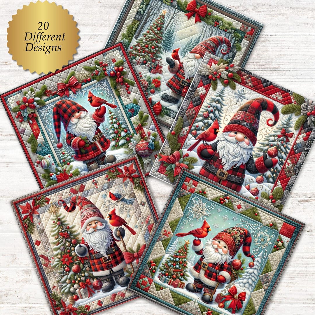 Holly Jolly Gnomes and Friends Fabric Panels - 20 Unique Designs for ...