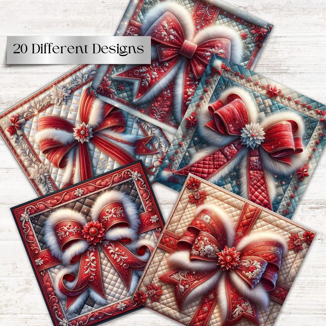 Festive Ribbon Splendor Fabric Panels - 20 Unique Designs for Quilting ...